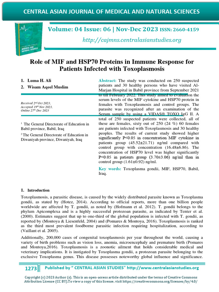Role of MIF and HSP70 Proteins in Immune Response For Patients Infected ...