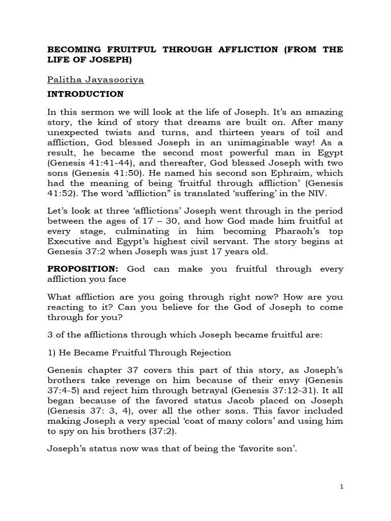 Becoming Fruitful Through Affliction | PDF | Old Testament Books ...