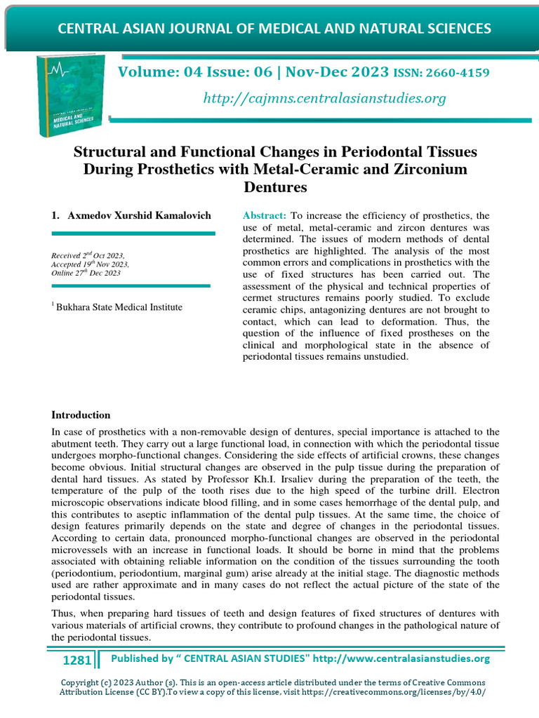 Structural and Functional Changes in Periodontal Tissues During ...