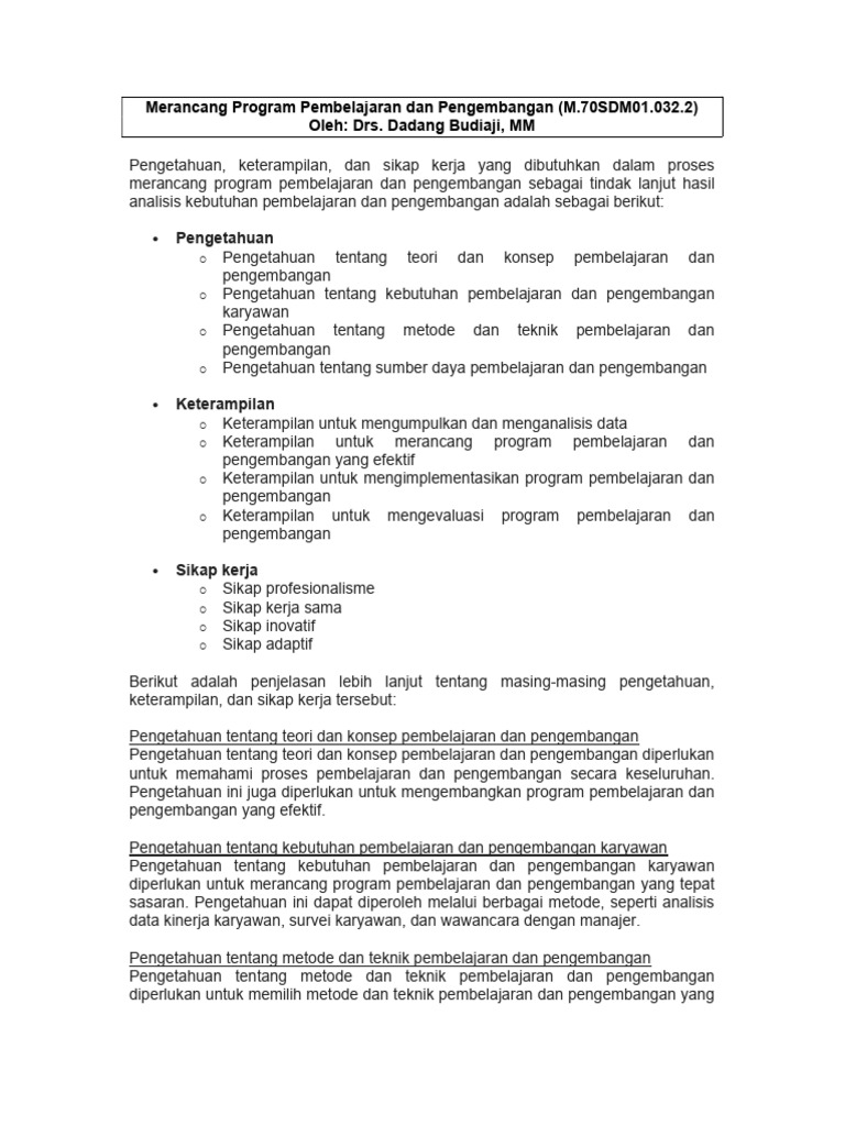 32-Merancang Program Pembelajaran Dan Pengembangan Sesuai SKKNI MSDM ...