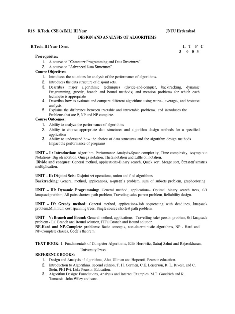 DAA Syllabus | PDF | Computational Complexity Theory | Teaching Mathematics