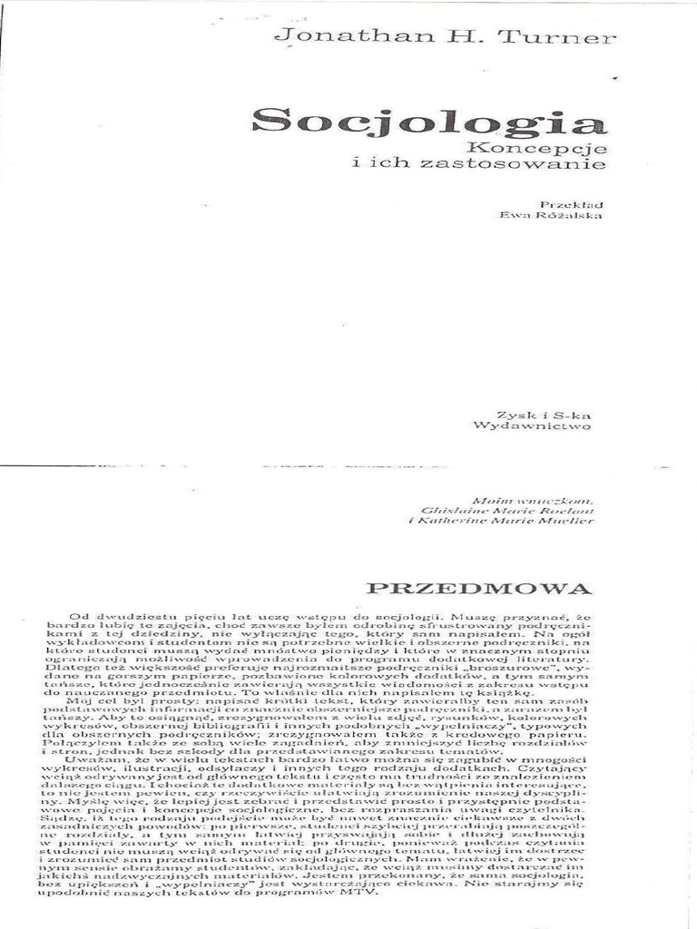 Turner J. - Socjologia. Koncepcje I Ich Zastosowanie | PDF