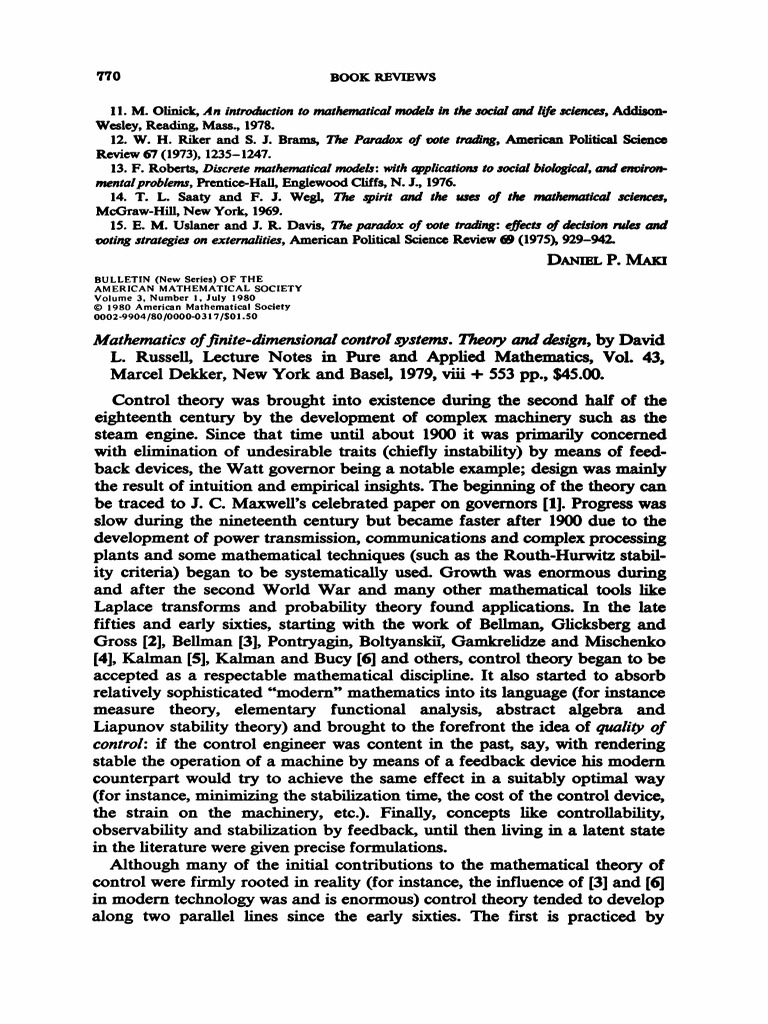 Mathematics of Finite-Dimensional Control Systems. Theory and Design, by David | Download Free ...