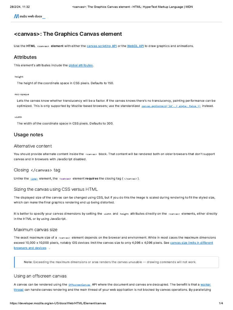 Canvas - The Graphics Canvas Element - HTML - HyperText Markup Language - MDN | PDF | Html ...