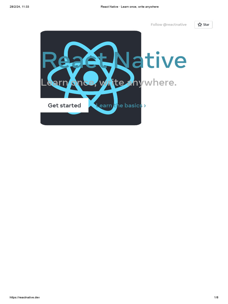 React Native Learn Once, Write Anywhere | PDF | Mobile App | Cross Platform Software