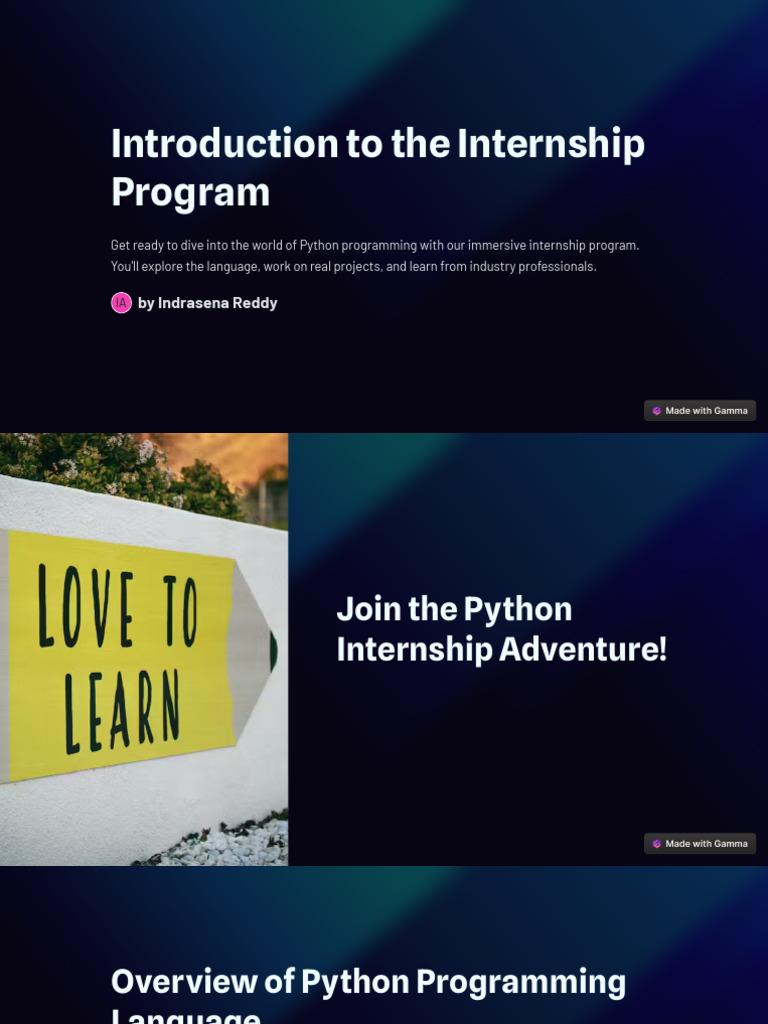 Introduction To The Internship Program Pdf Python Programming Language Computer Program 