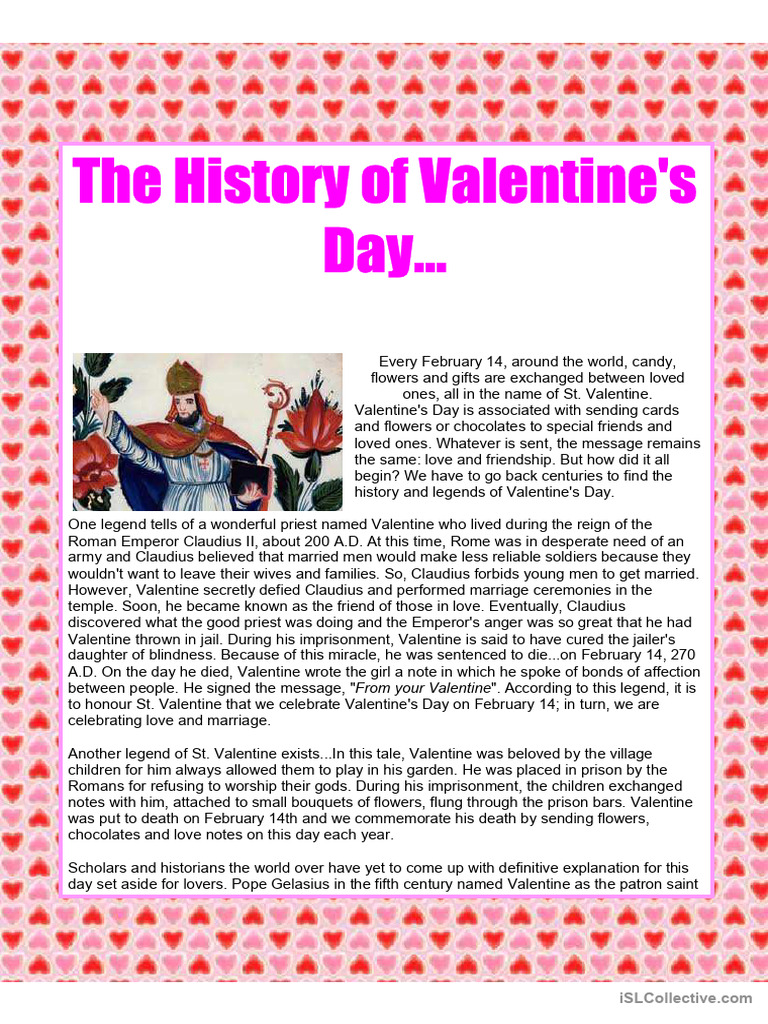 The History of Valentine's Day - Text | PDF | Valentine's Day