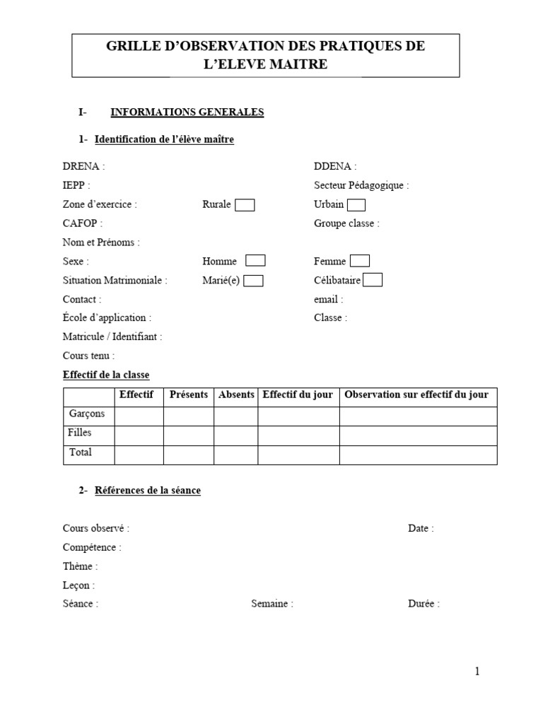 Grille d'Observation Pédagogique | PDF | Pédagogie | la communication