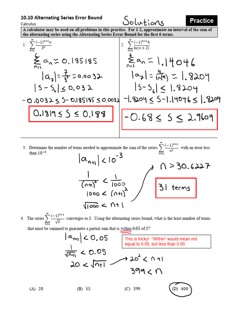 Calc 10.10 Solutions | PDF | Series (Mathematics) | Mathematical Concepts