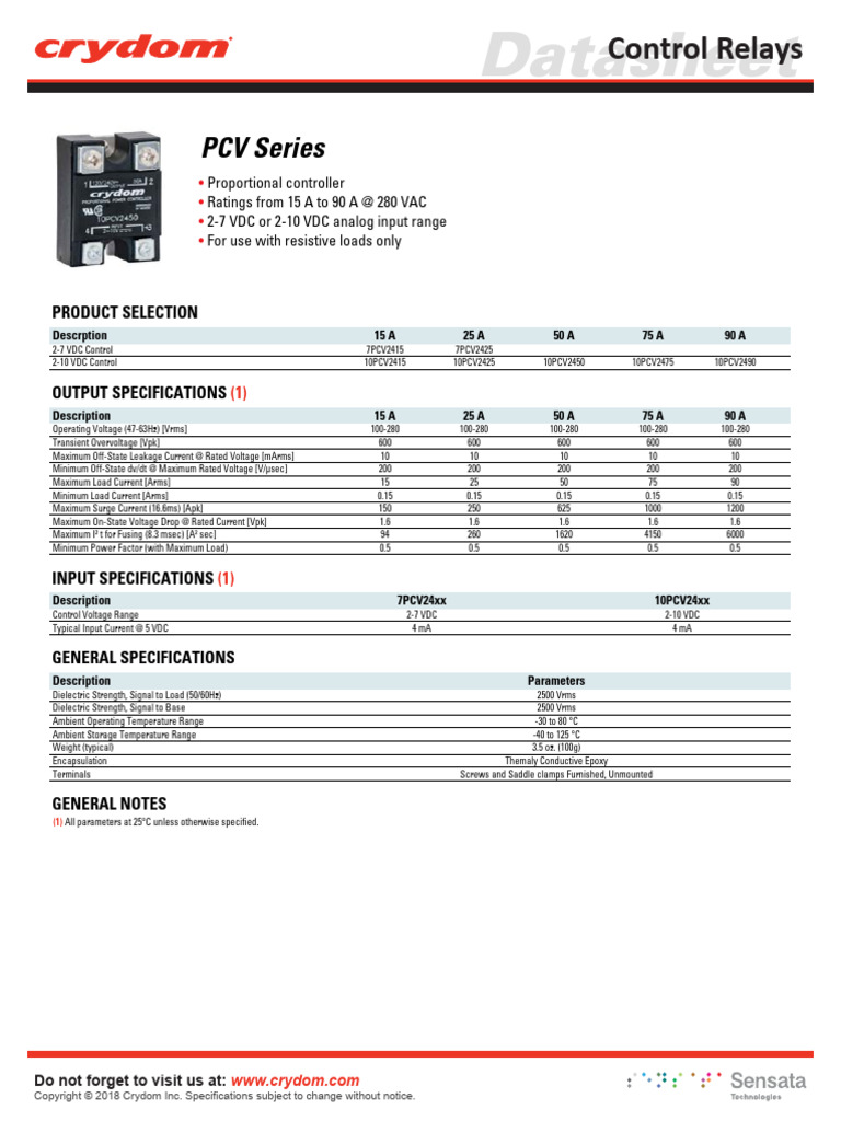 PCV Series Control Relays SSR Datasheet | Download Free PDF | Relay | Chromium