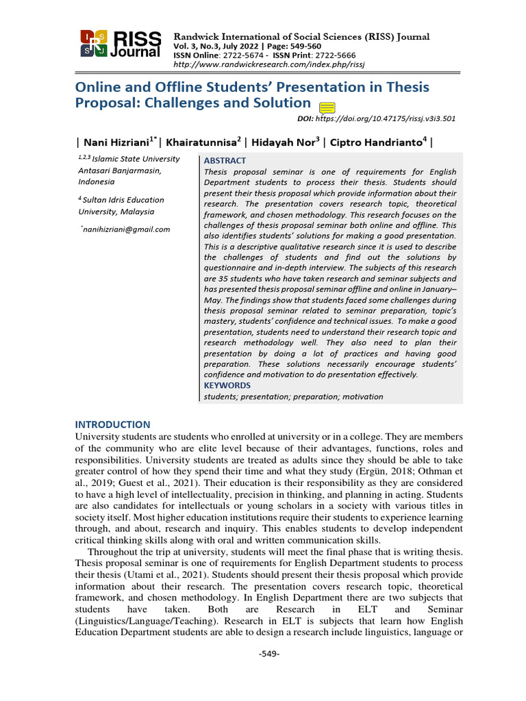 Onine and Offline Presentation - Challenges | PDF | Thesis | English Language