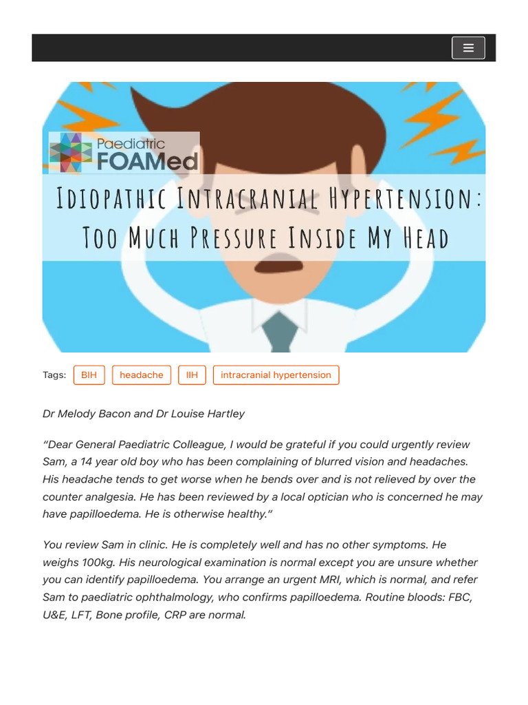 Idiopathic Intracranial Hypertension Guide | PDF | Neurology | Clinical Medicine