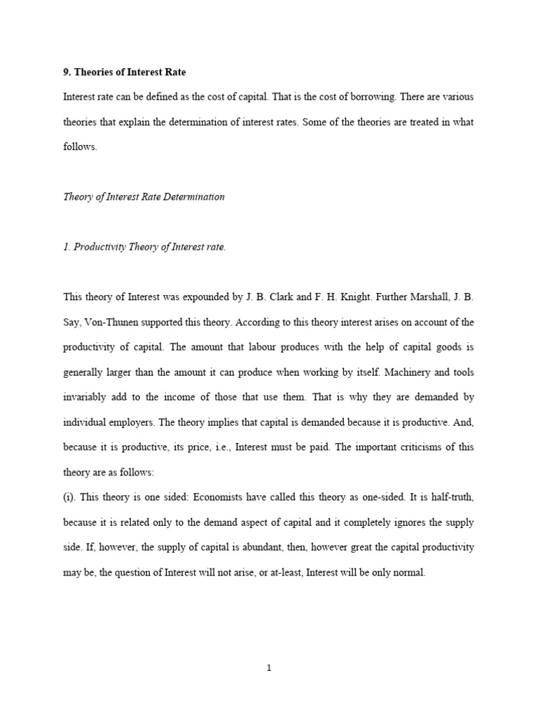 The Theory of Interest Rate | PDF