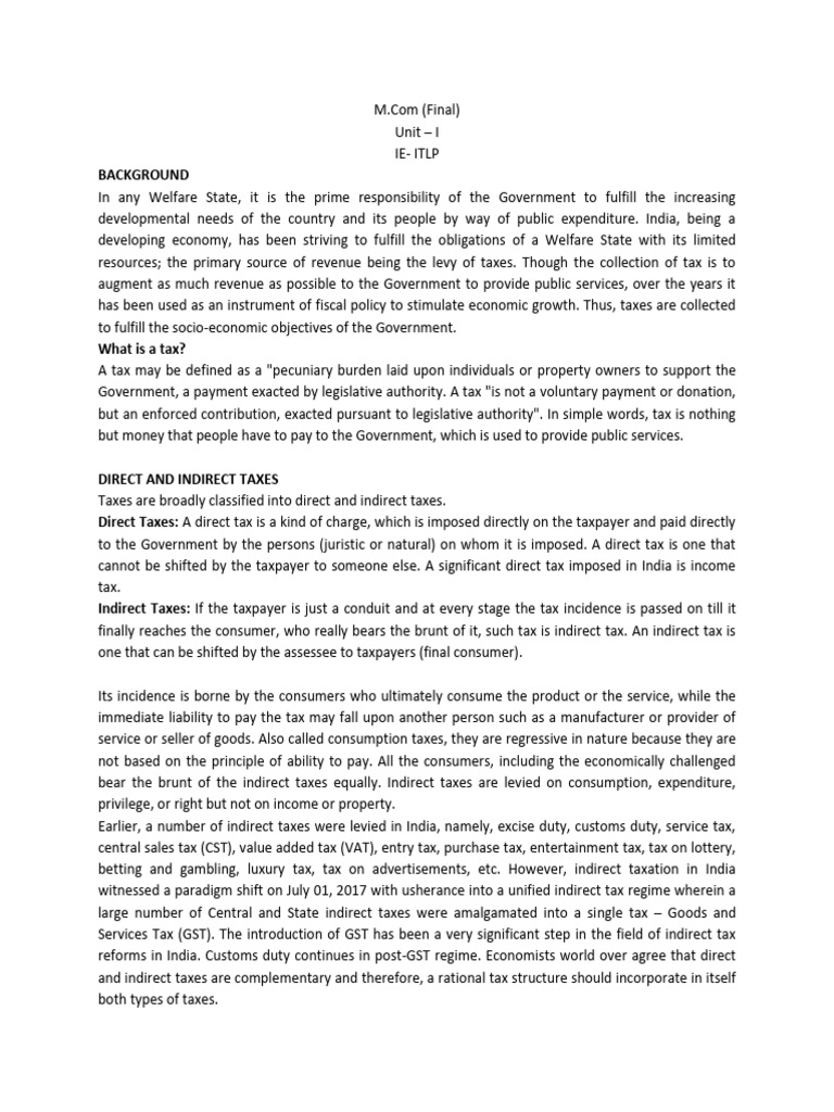 GST Unit 1 | PDF | Taxes | Indirect Tax