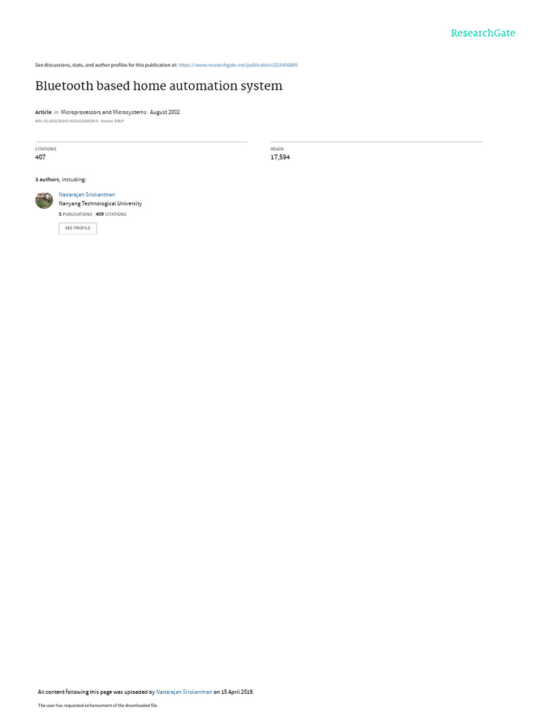 Bluetooth Based Home Automation System | PDF | Bluetooth | Home Automation