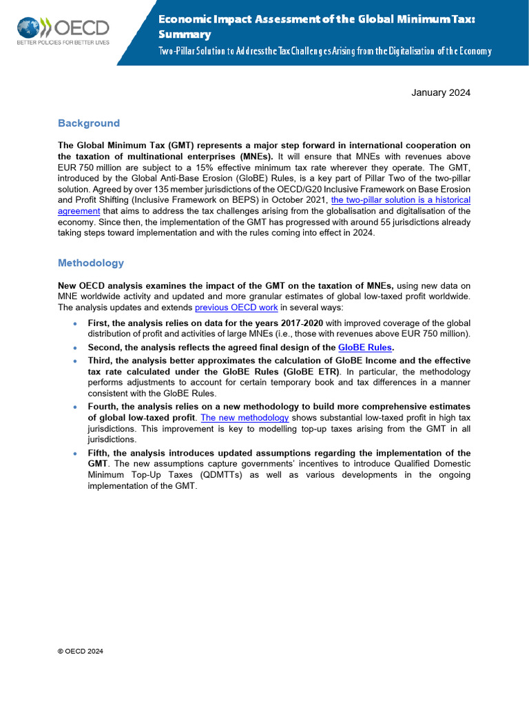 Summary Economic Impact Assessment Global Minimum Tax January 2024 ...