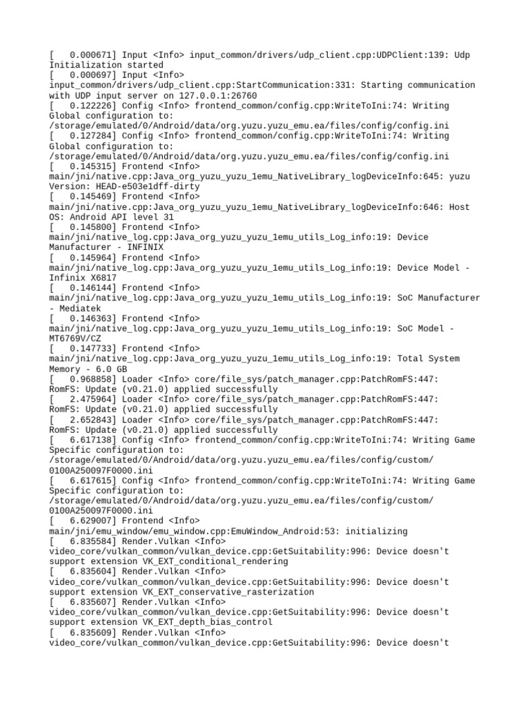 Yuzu Log | PDF | Computing Platforms | Operating System Technology