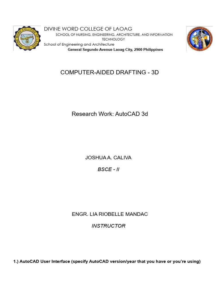 Caliva, Joshua A. | PDF | 3 D Computer Graphics | 3 D Modeling