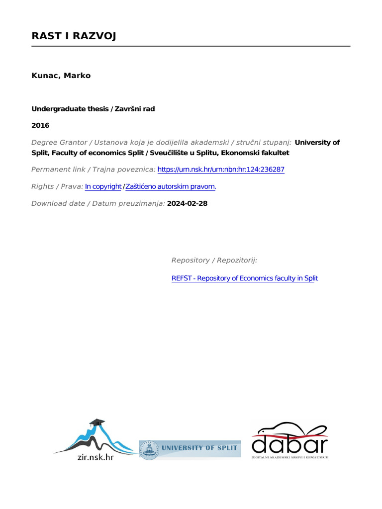 Kunac Marko Efst 2016 Zavrs Sveuc | PDF