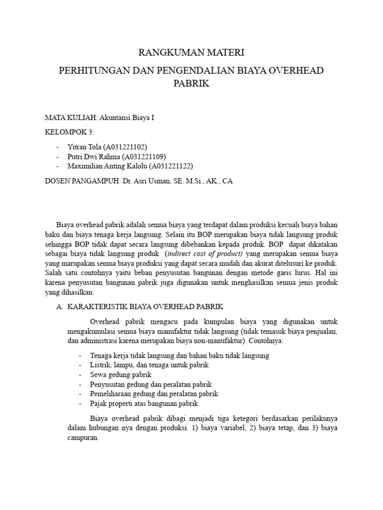 RMK CH 4 KLP 3 Akuntansi Biaya | PDF