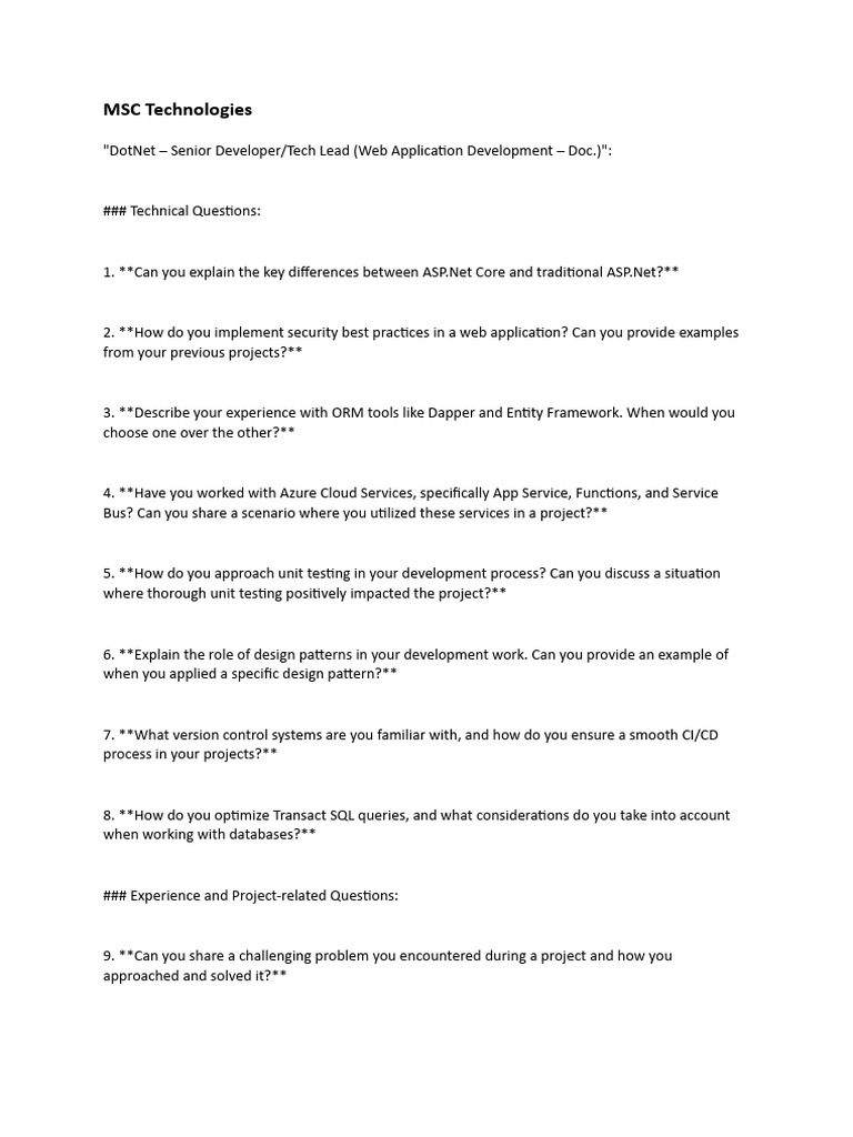 Interview Questions | PDF | Web Application | Entity Framework