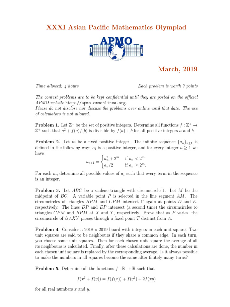 Apmo 2019 | PDF | Teaching Methods & Materials