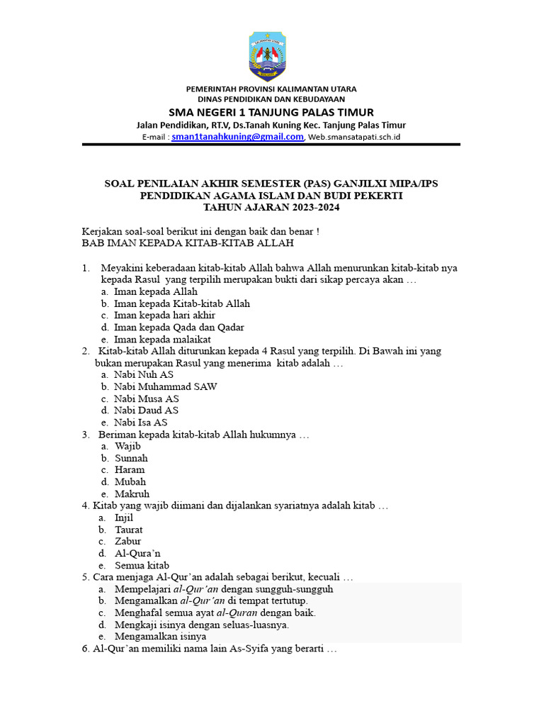Soal Pas Pai Kelas Xi | PDF | Agama & Spiritualitas