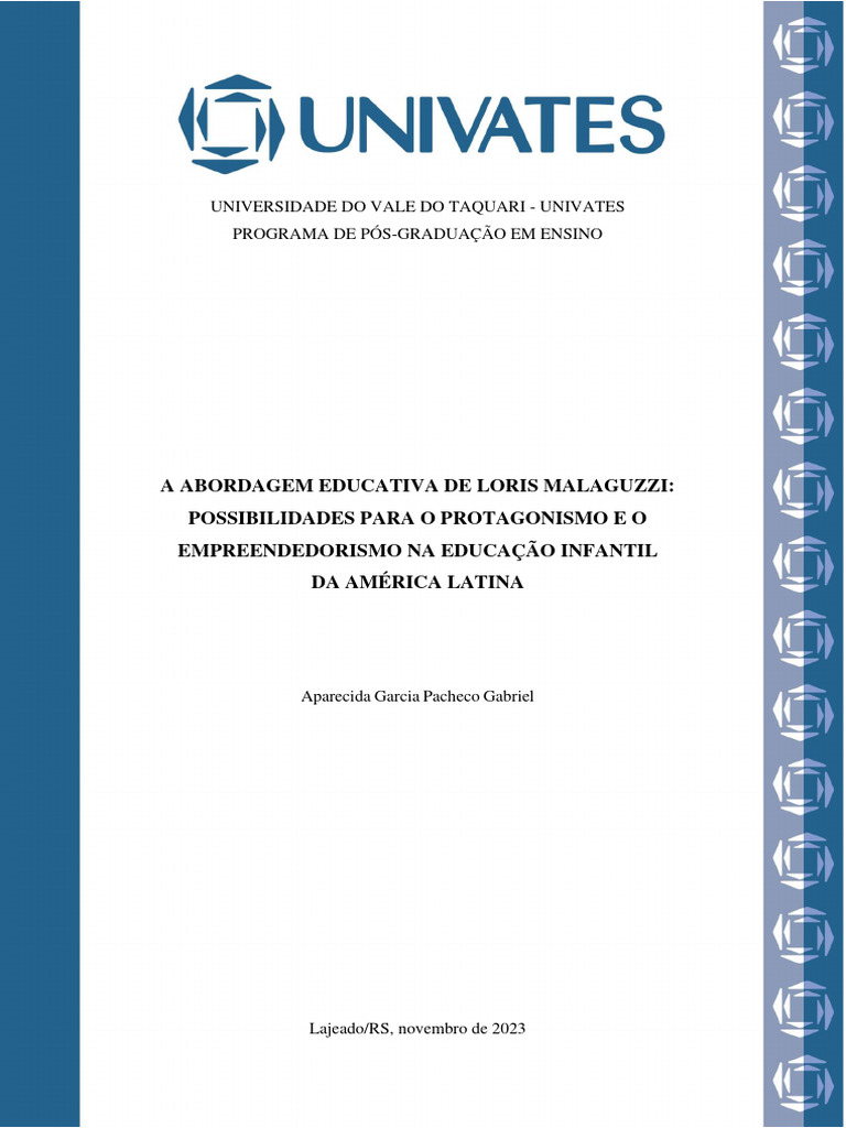 A Abordagem Educativa de Loris Malaguzzi: Possibilidades para O ... A Abordagem Educativa de Loris Malaguzzi: Possibilidades para O ...