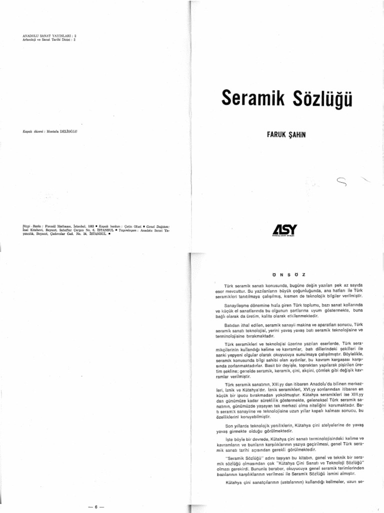 Seramik Sozlugu Faruk Sahin | PDF