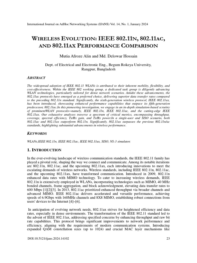 Wireless Evolution: IEEE 802.11N, 802.11AC, and 802.11AX Performance ...