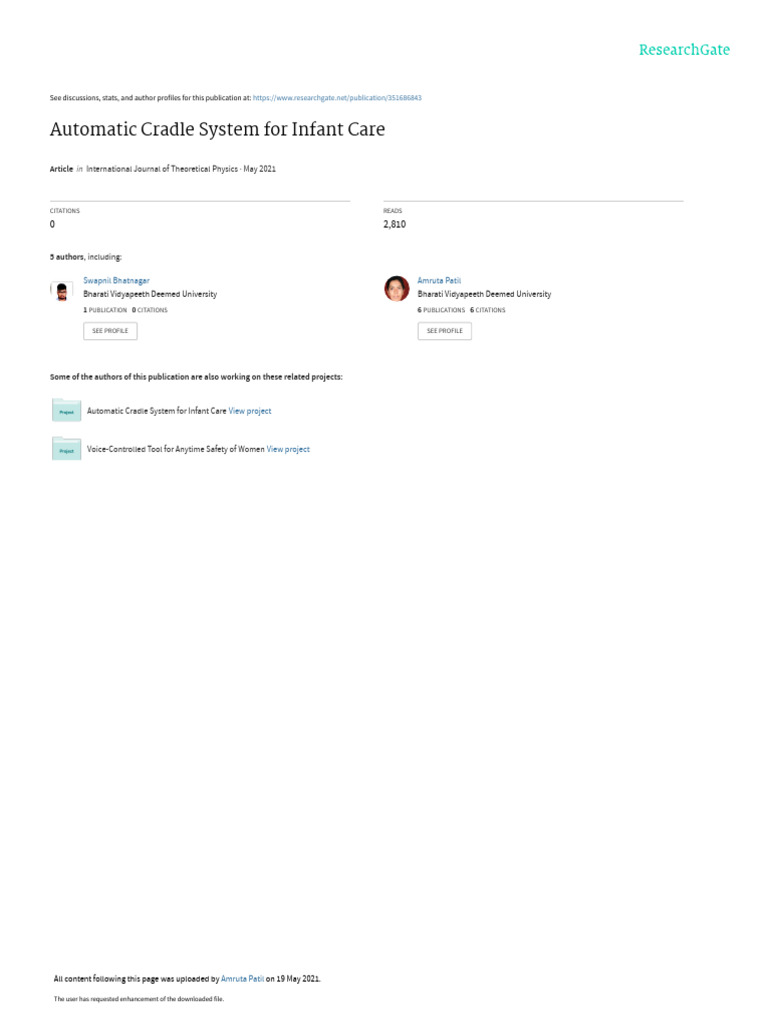 Automatic Cradle Systemfor Infant Care | PDF | Sensor | Microcontroller