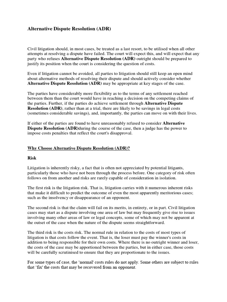Understanding Alternative Dispute Resolution | PDF | Alternative ...