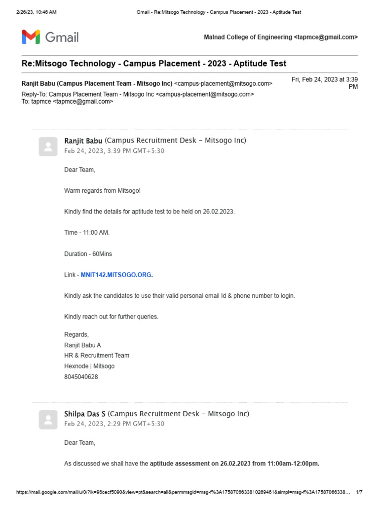 Gmail - Re - Mitsogo Technology - Campus Placement - 2023 - Aptitude ...