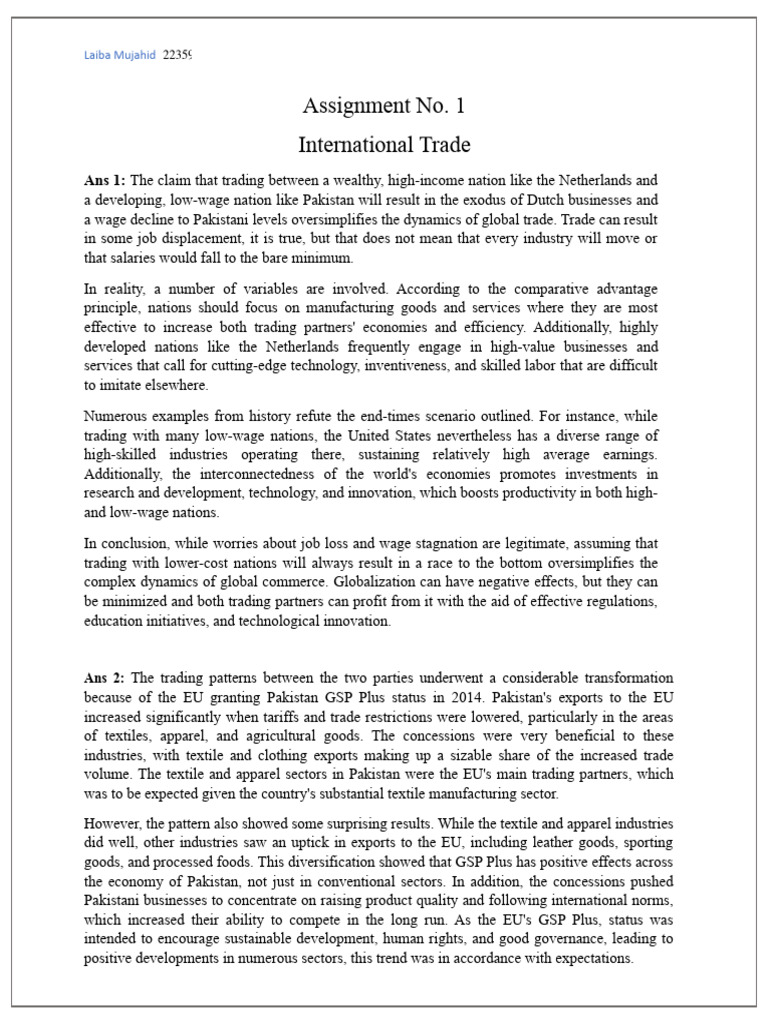 International Trade Assignment 1 | Download Free PDF | Economic Growth ...