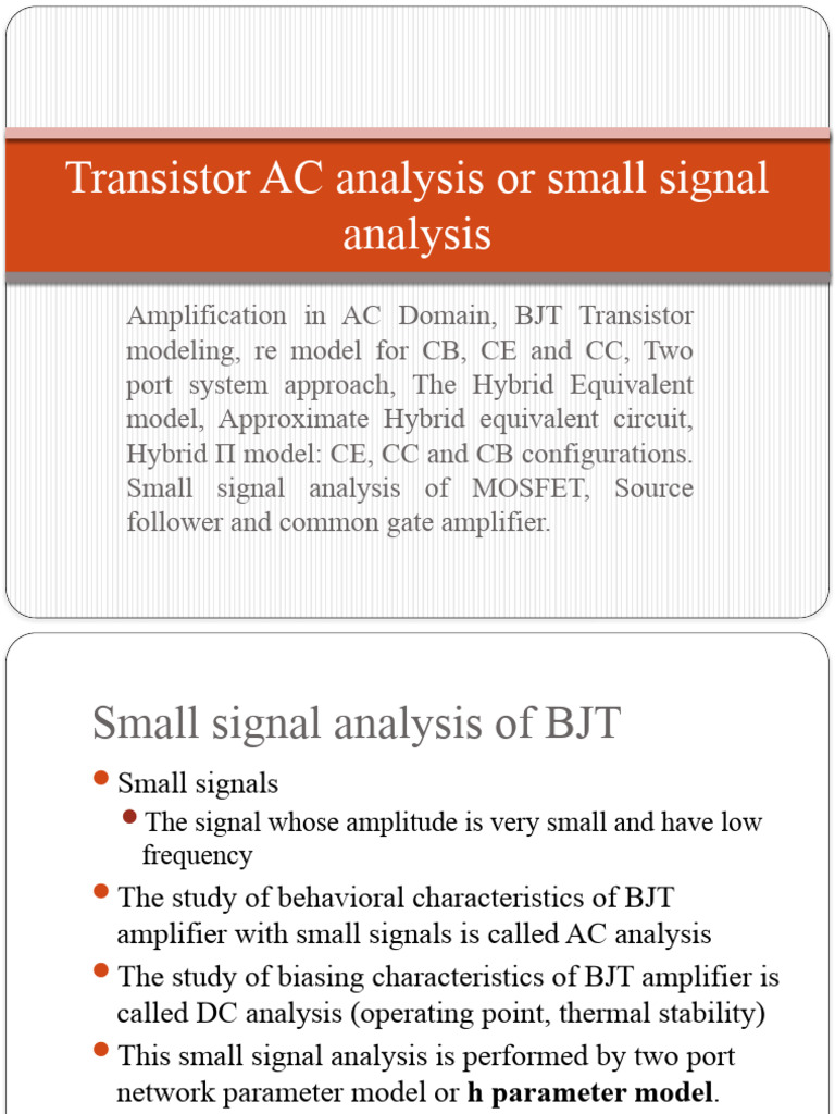 Small Signal Analysis of BJT Amplifiers | PDF