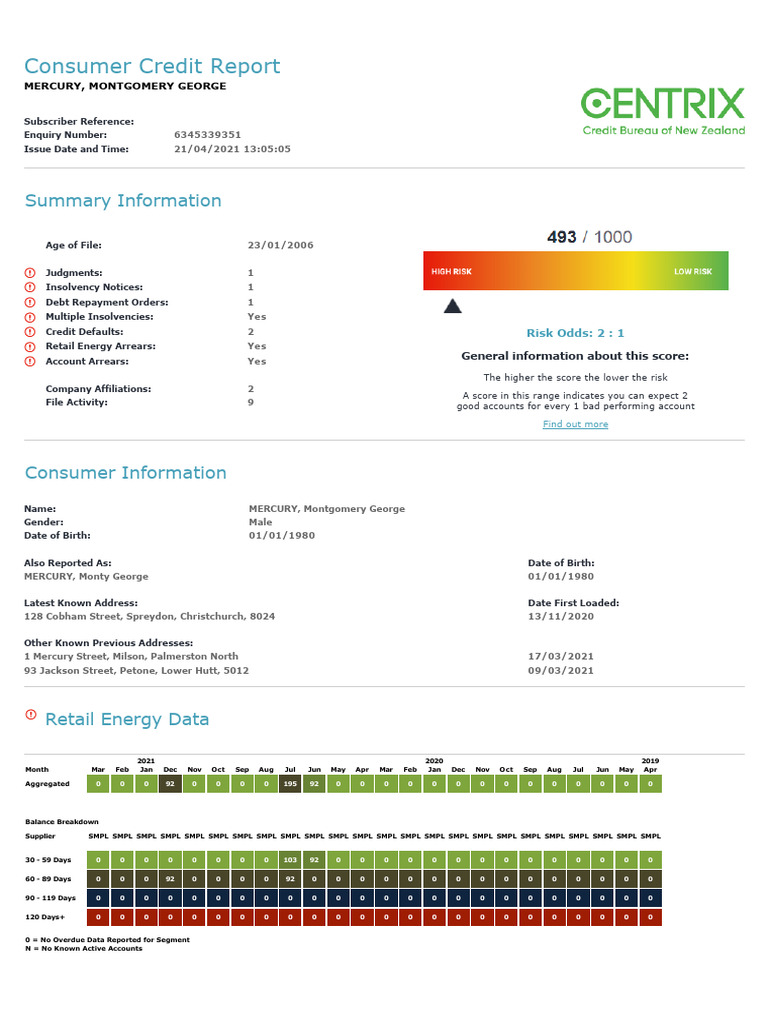 Centrix Consumer Credit Report 2022 | PDF | Credit | Finance & Money ...