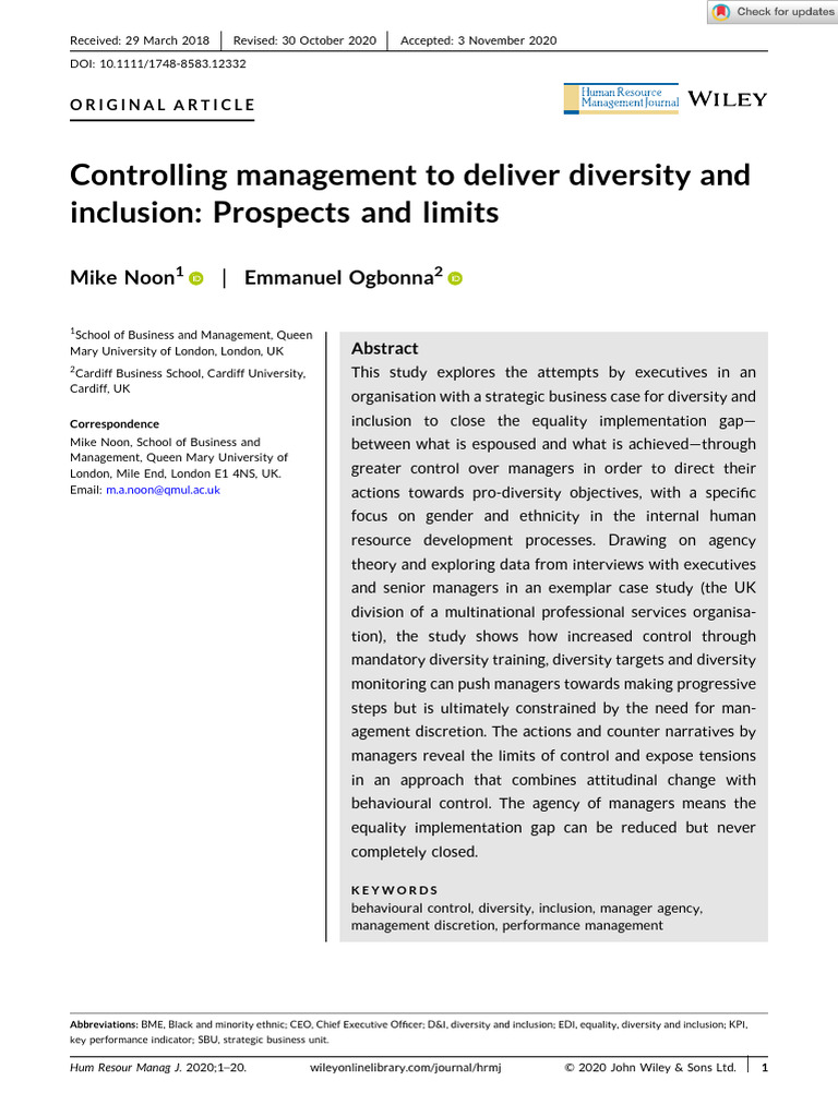 Diversity and Inclusion | PDF | Diversity (Business) | Cognition