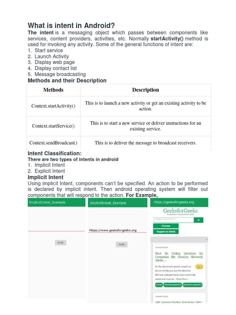 Intent and Lifecycle | PDF | Android (Operating System) | Java (Programming Language)