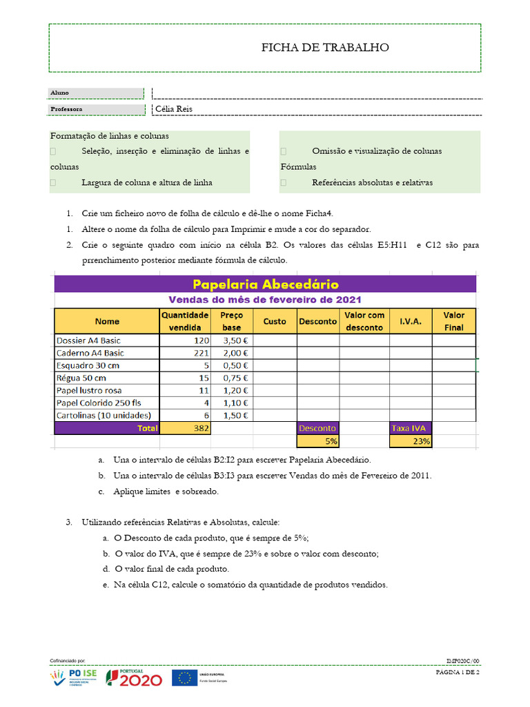 Ficha de Trabalho4 | PDF