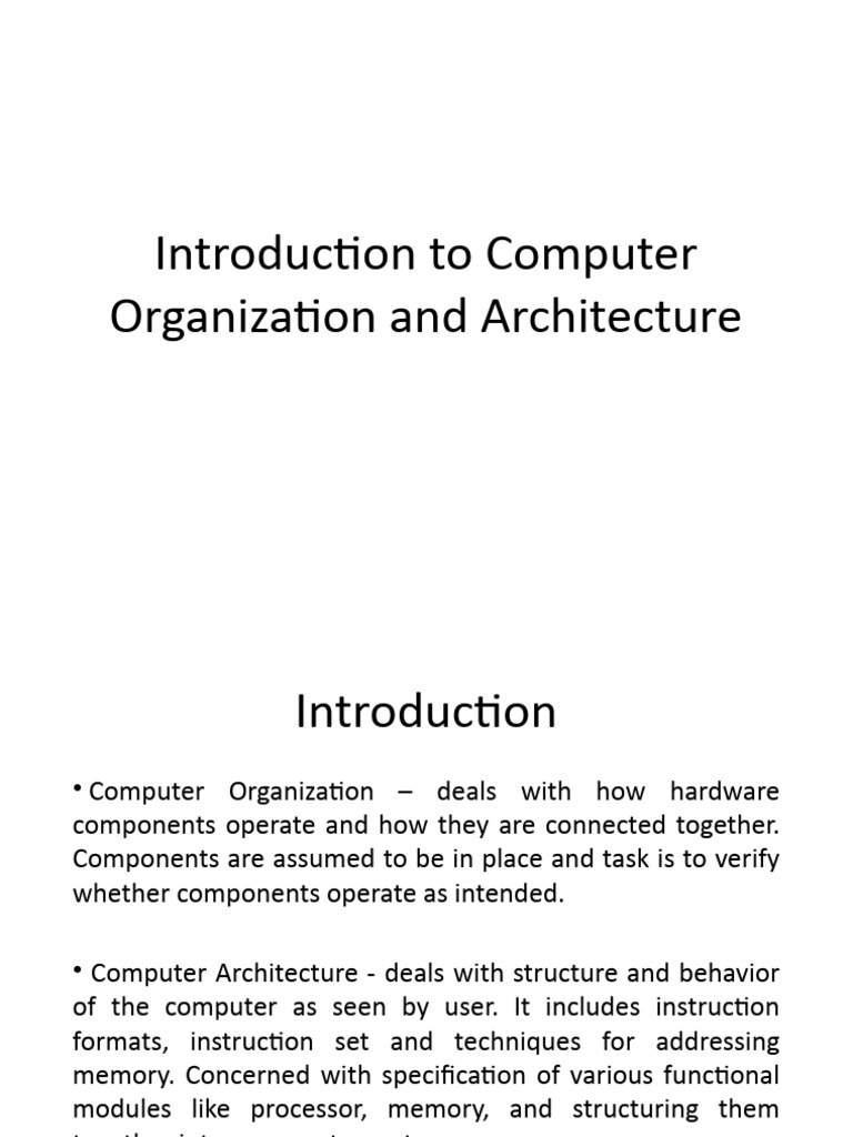 Introduction To Computer Organization and Architecture-1 | PDF | Central Processing Unit ...