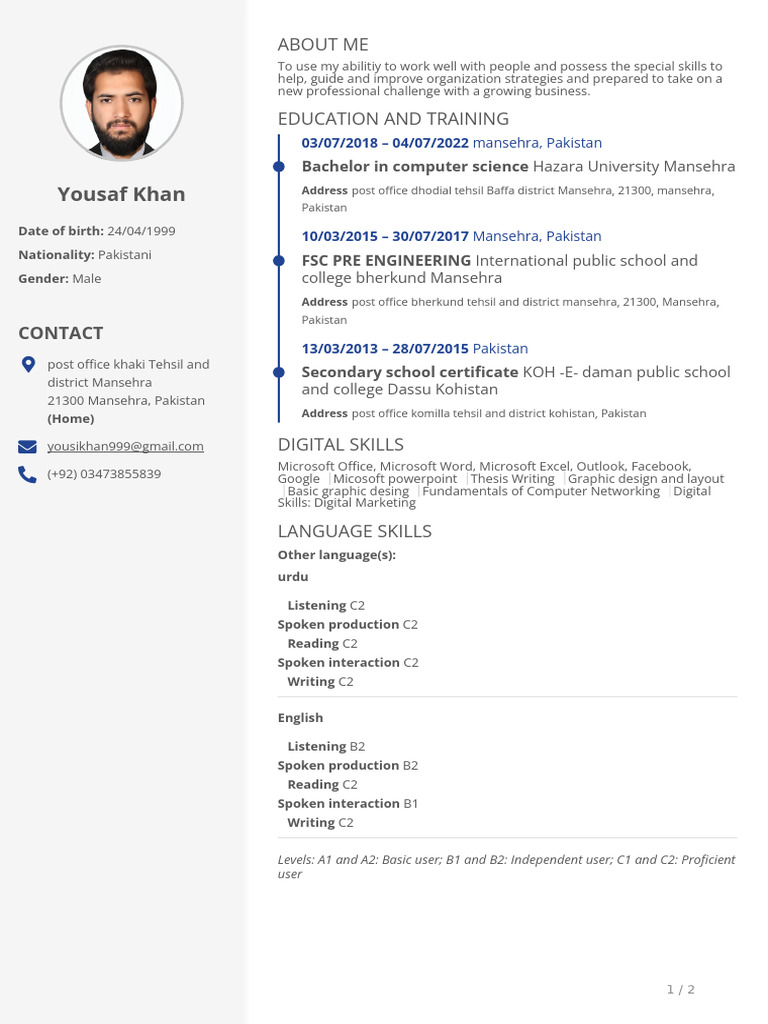 Yousaf CV | PDF | Computer Science | Computing
