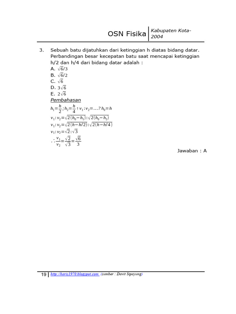 2004 Soal Dan Pembahasan OSK Fisika-03 | PDF