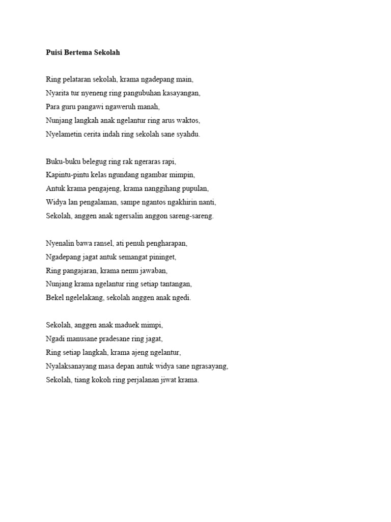 Puisi Bertema Sekolah (Bahasa Bali) | PDF