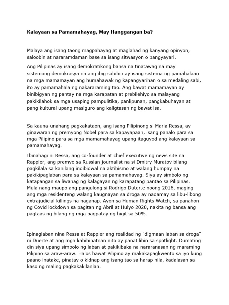 Kalayaan Sa Pamamahayag | PDF