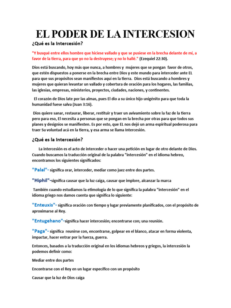El Poder de La Intercesion | PDF | Intercesión | Oración