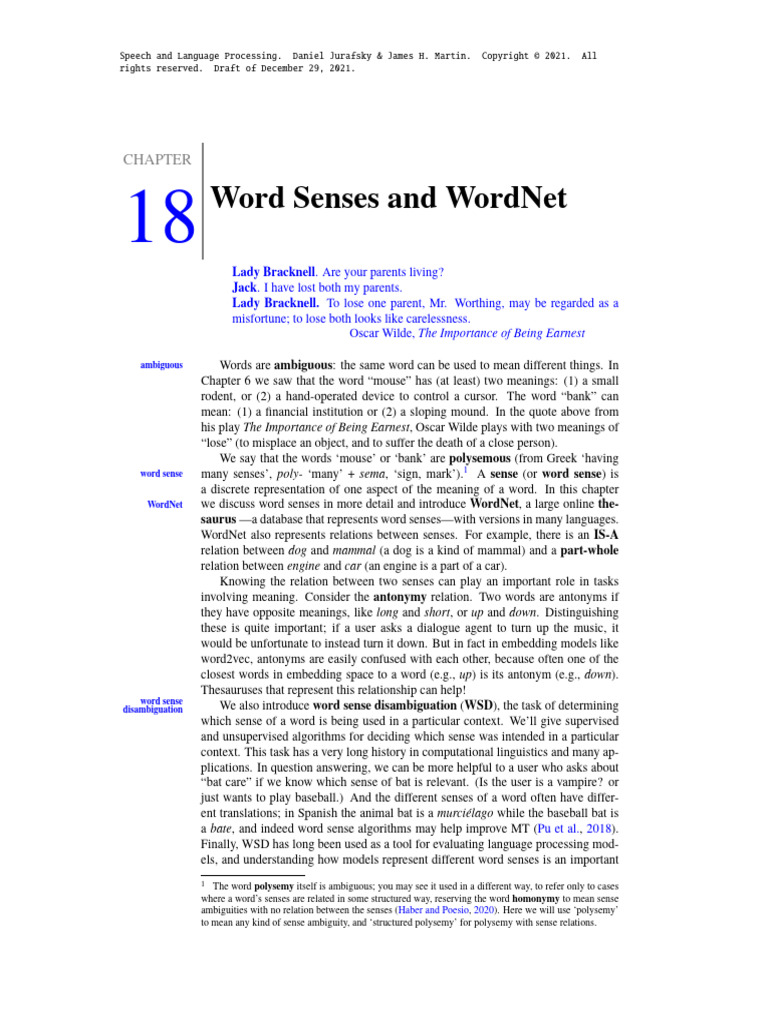 18 Word Senses and WordNet | PDF | Semantics | Semiotics