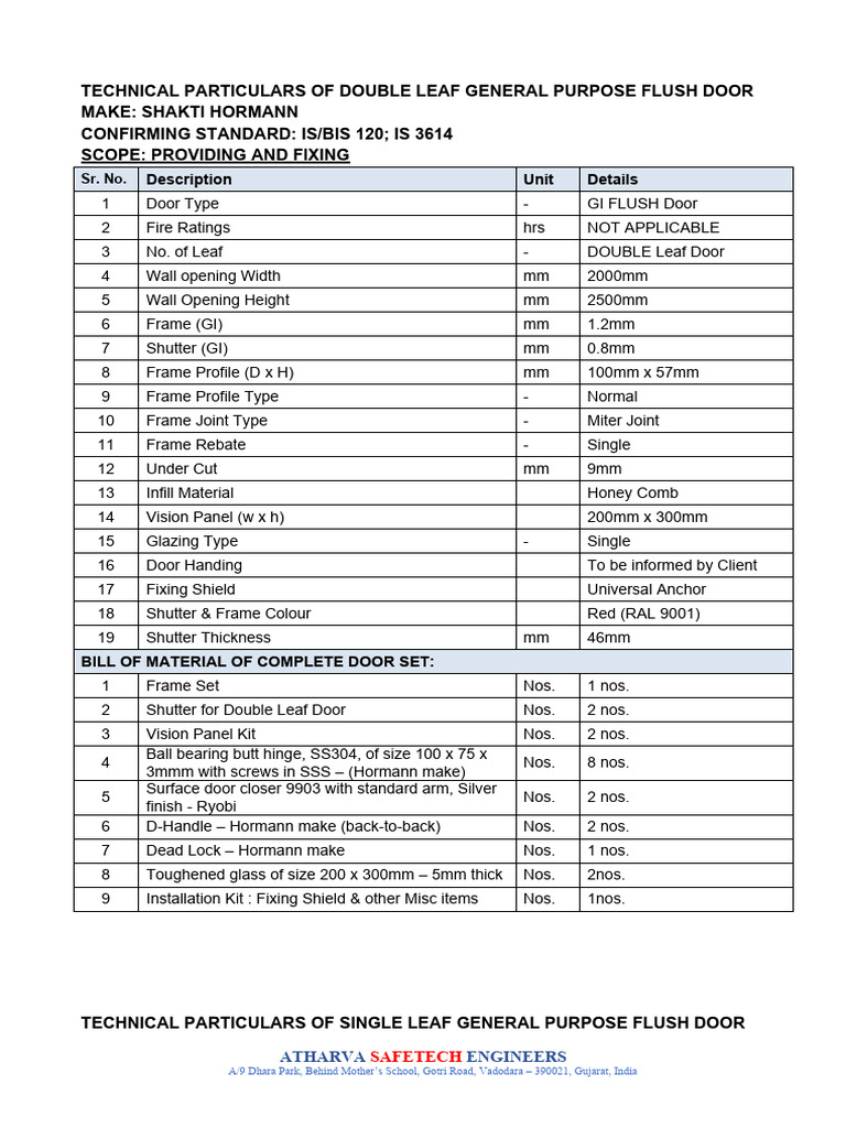 Data Sheet - Gi Flush Doors | PDF | Door | Architectural Design