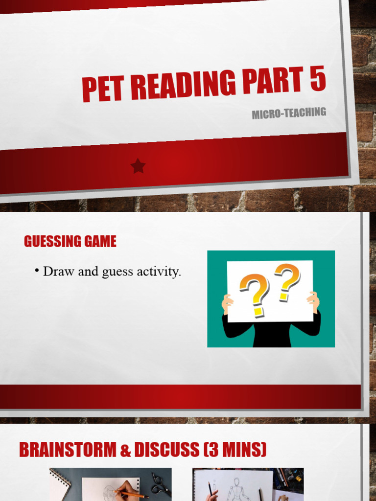 PET Reading Part 5, Micro-Teaching | PDF
