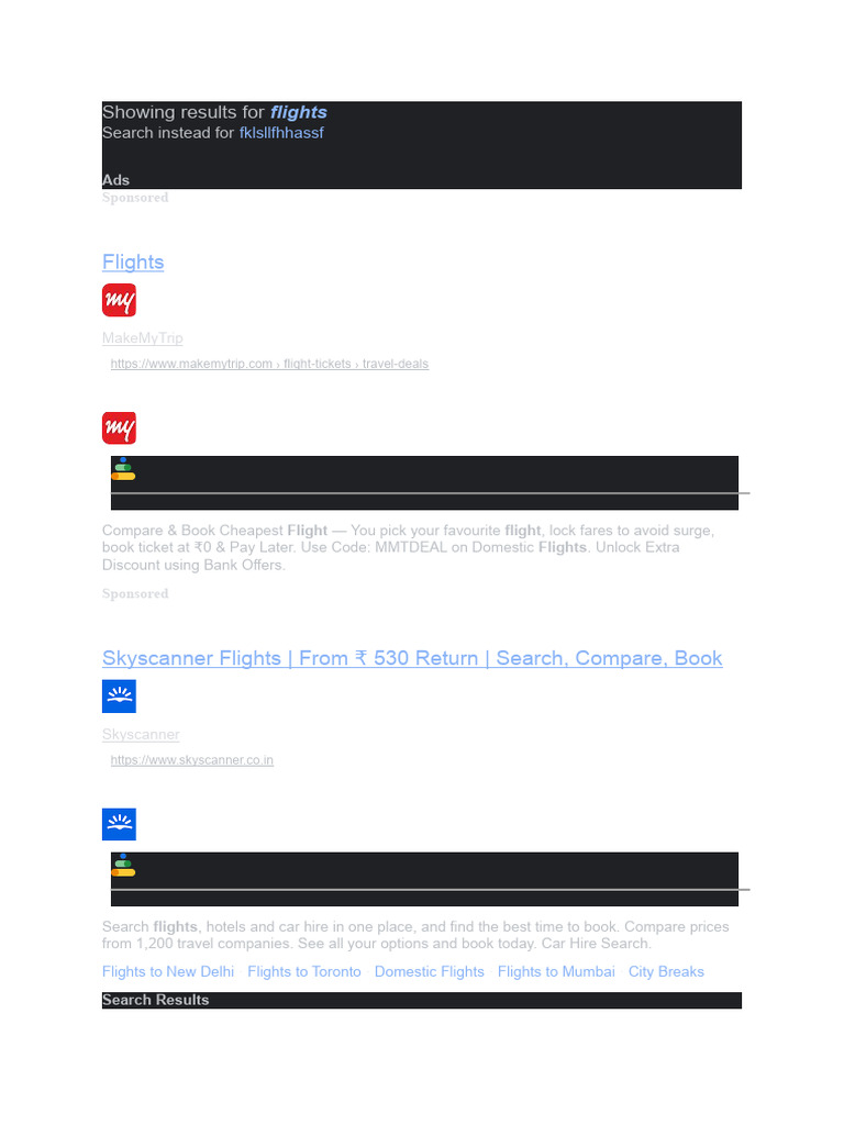 Flights: Showing Results For | PDF | Travel Agency | Airlines