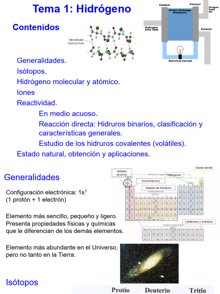 Tema 1. Hidrógeno y Combinaciones - 23-24 | PDF | Enlace químico | Compuestos químicos